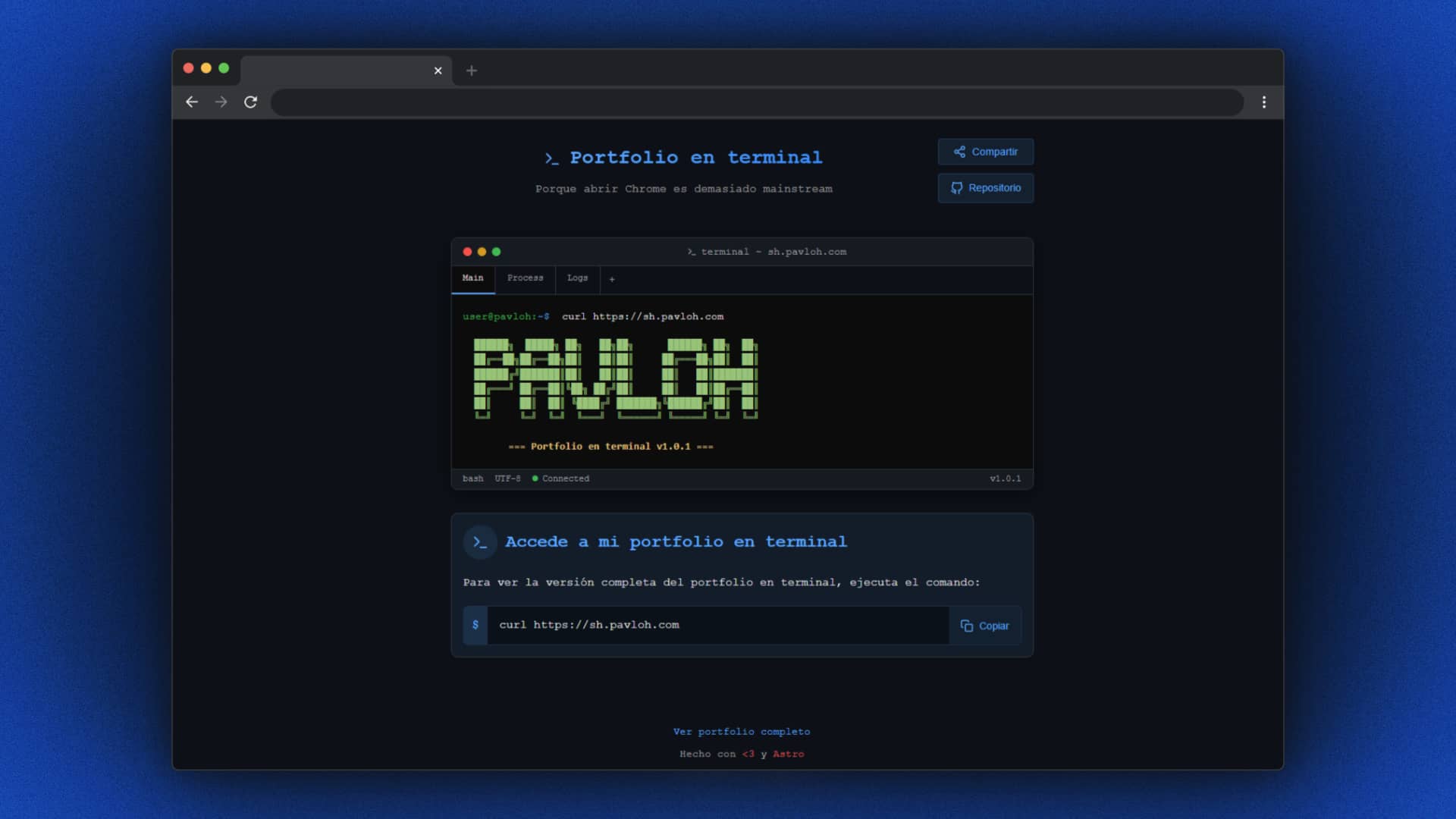 Pavloh | Portfolio en terminal